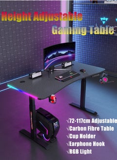 Furtey Ergonomic Gaming Table,Height Adjustable,Electric Lift,Carbon ...