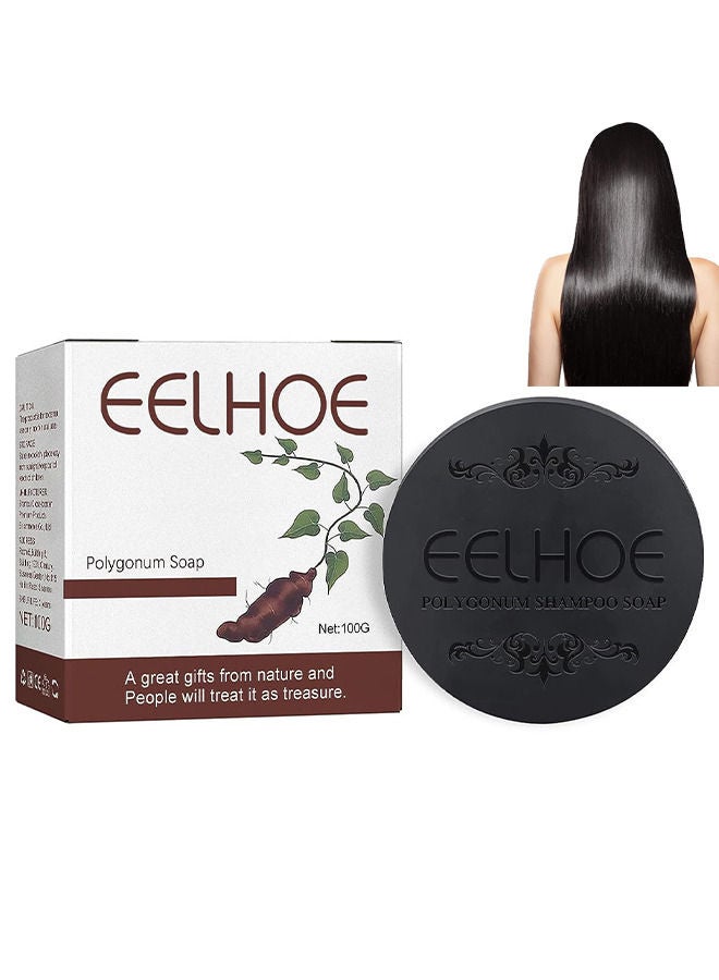 EELHOE Polygonum Multiflorum Shampoo Soap - 100g Black and Thick Hair Polygonum Soap Bar, He ...