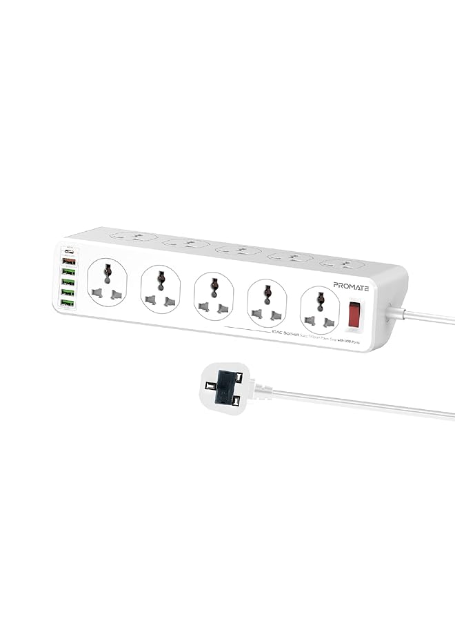 PROMATE Power Extension Powerful 2500W Universal 10 Ac Sockets Power ...