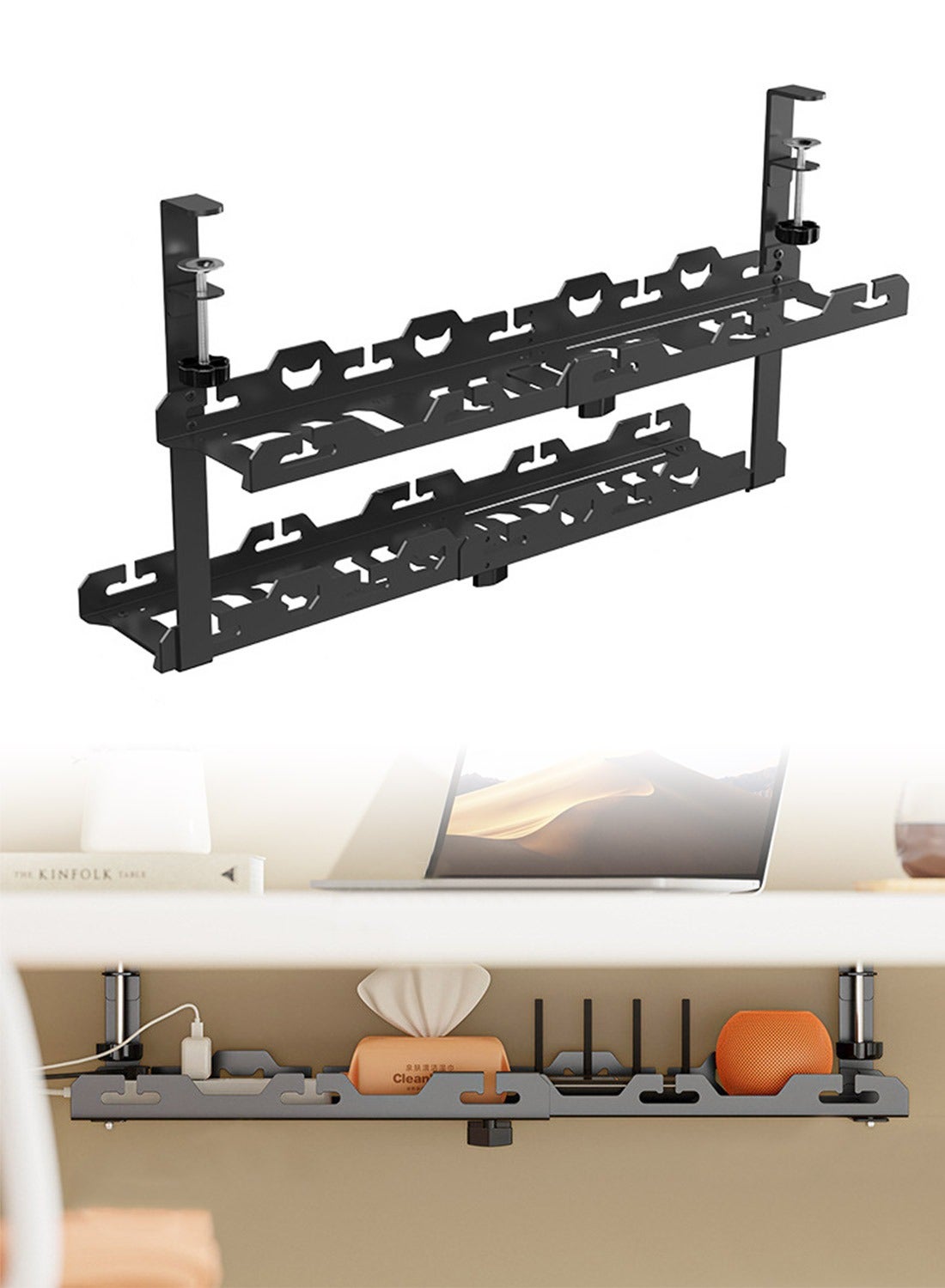 Kidle Under Desk Cable Rack, Carbon Steel Cable Management Under Desk ...