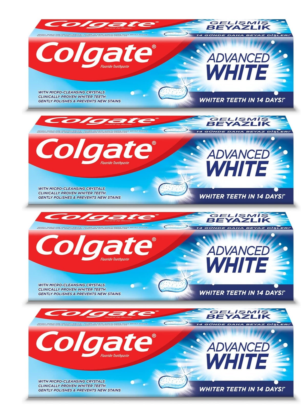 Colgate Pack Of 4 Colgate Toothpaste Advanced White Fluoride 100 ml ...