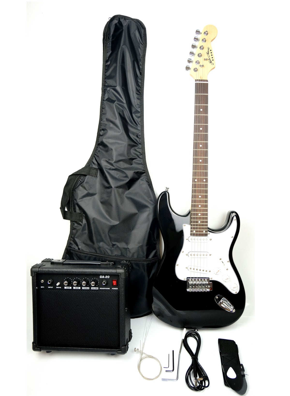 Generic Full Size Electric Guitar Kit with 20W AMP – Black Strat Style ...