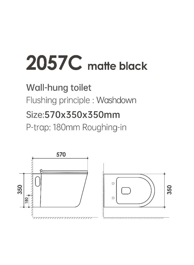 DANUBE HOME Milano Wall Hung Wc Model 2057C Matt Black Ceramic Wc With ...