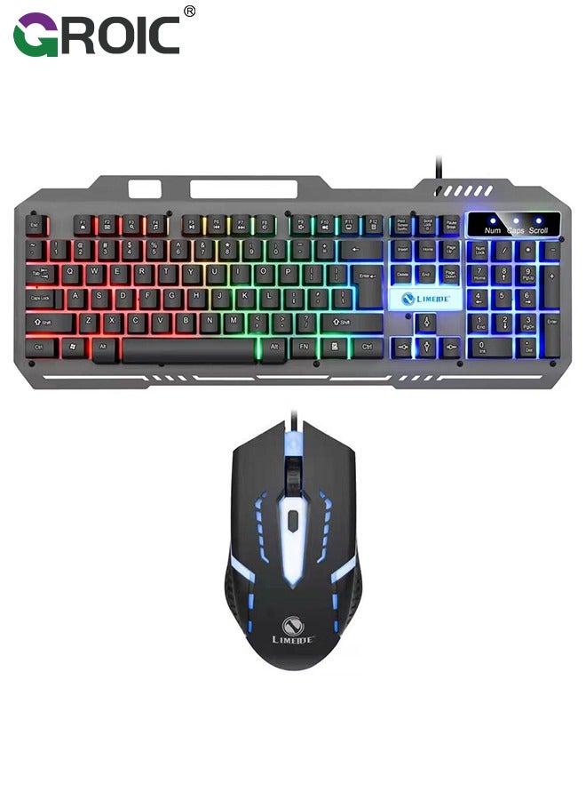 GROIC Gaming Keyboard, 104 Keys Gaming Keyboard and Mouse Combo with ...