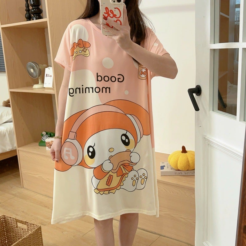 Generic 2025 Women'S Nightgown Loose Mid-Length Over-The-Knee One-Piece ...