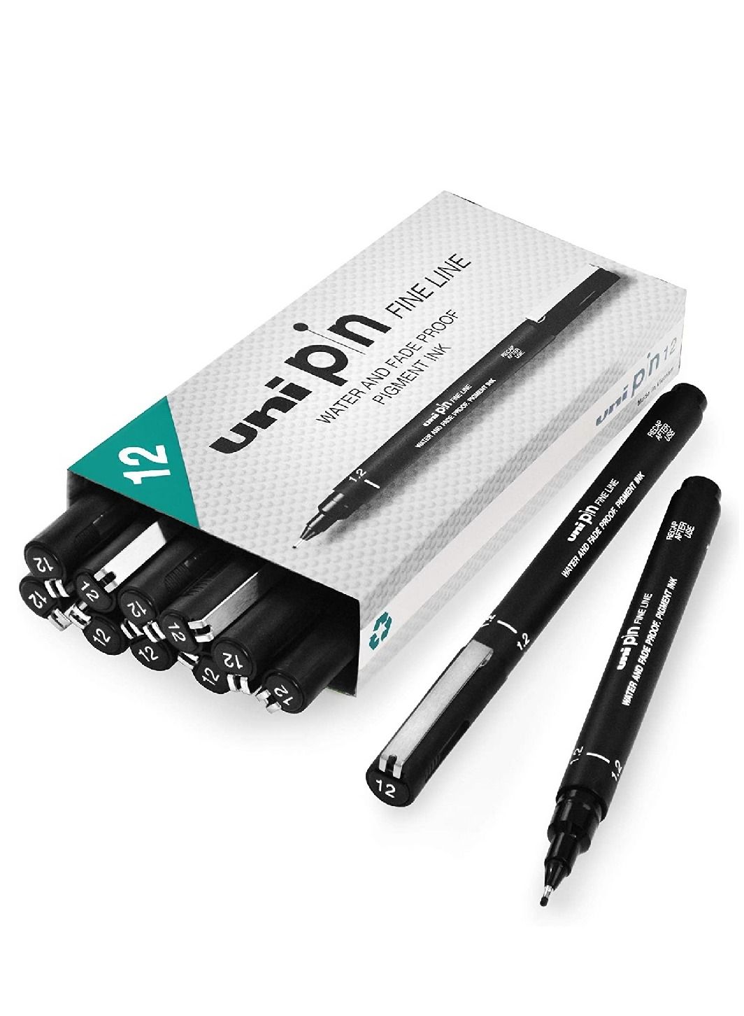 Uniball 12-Piece Unipin 1.2mm Tip Fineliner Black Ink | Best Price UAE ...