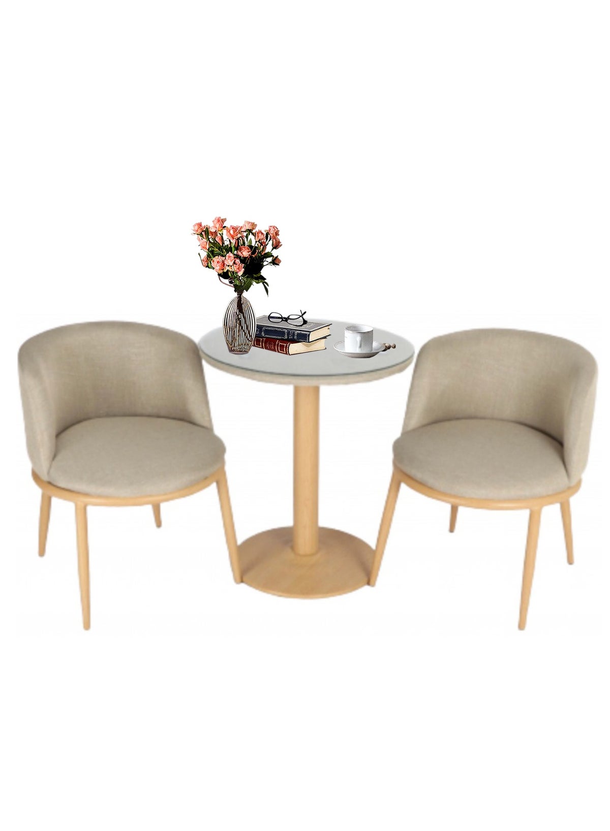Living 3-Piece Classic Round Table With Chairs | Best Price KSA ...