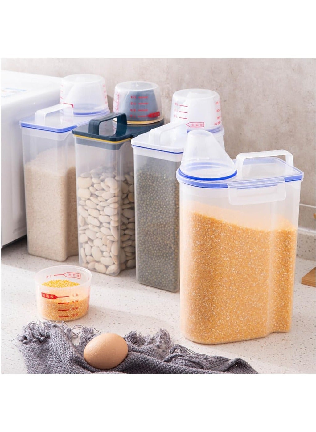 Home zone Kitchen Storage Container With Measuring Cup Lid For Flour ...