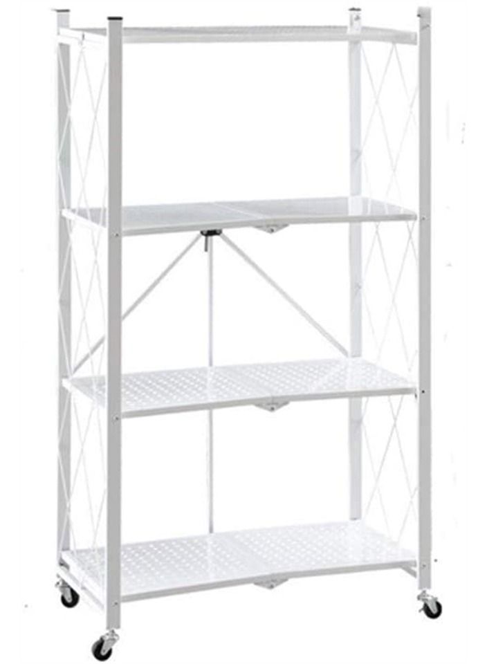 BLOOMING TIME 4 Tier Foldable Storage Shelf Unit with Wheel, Heavy Duty ...
