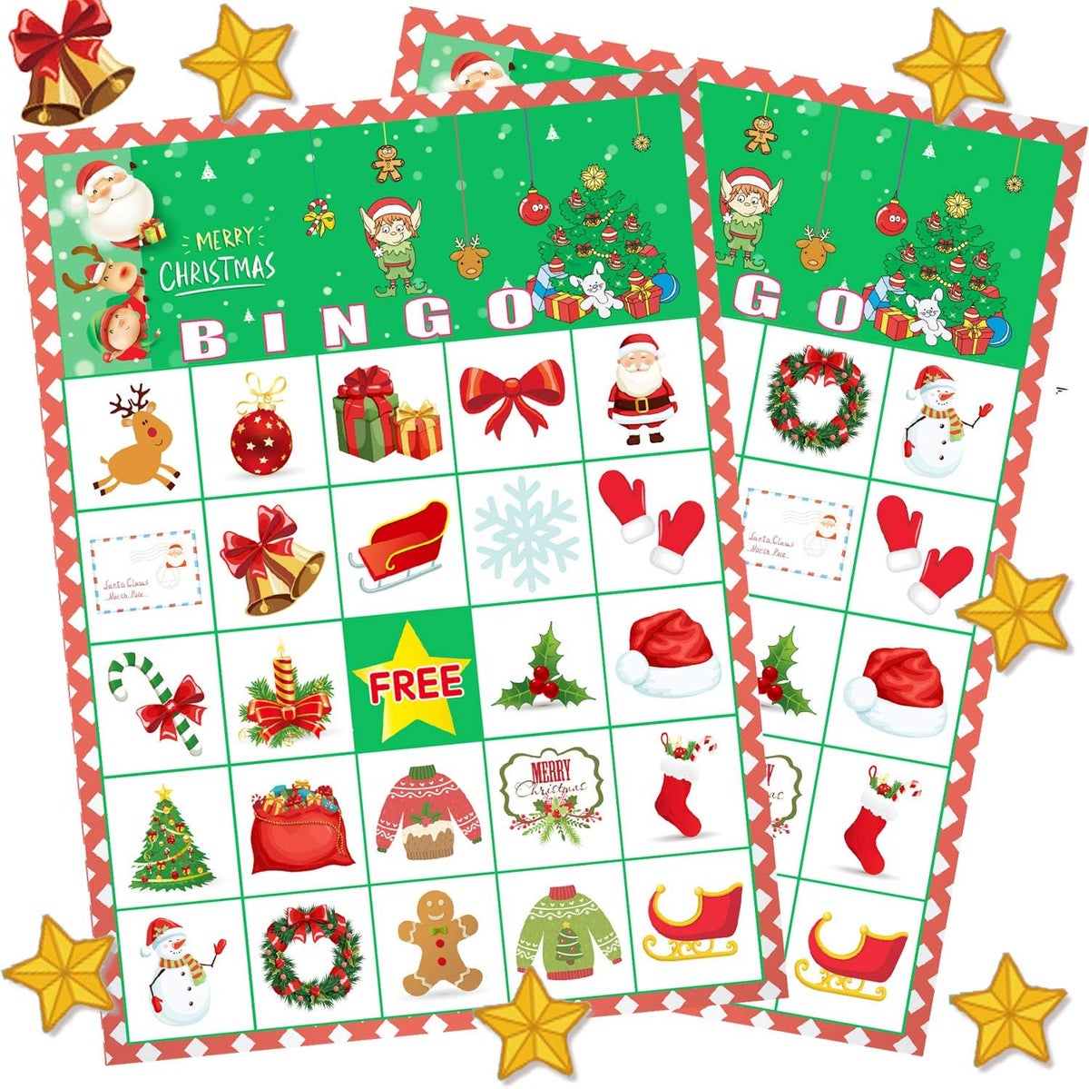 Funnlot Christmas Bingo Game for Large Group Christmas Party Games for ...