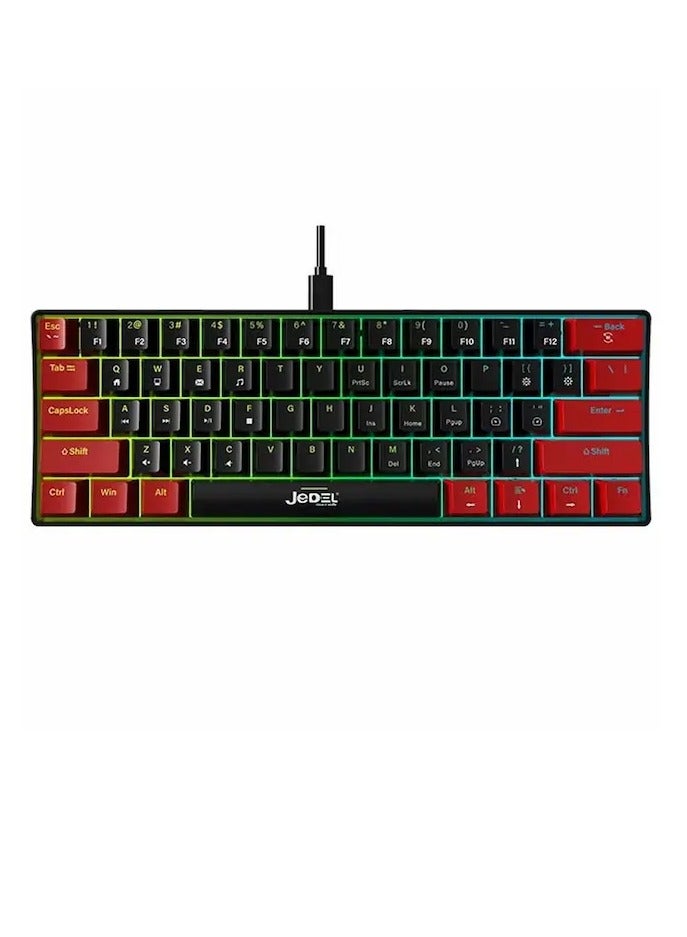 JeDEL KL69 60% Gaming Mechanical Keyboard Compact – Rainbow LED Backlit ...