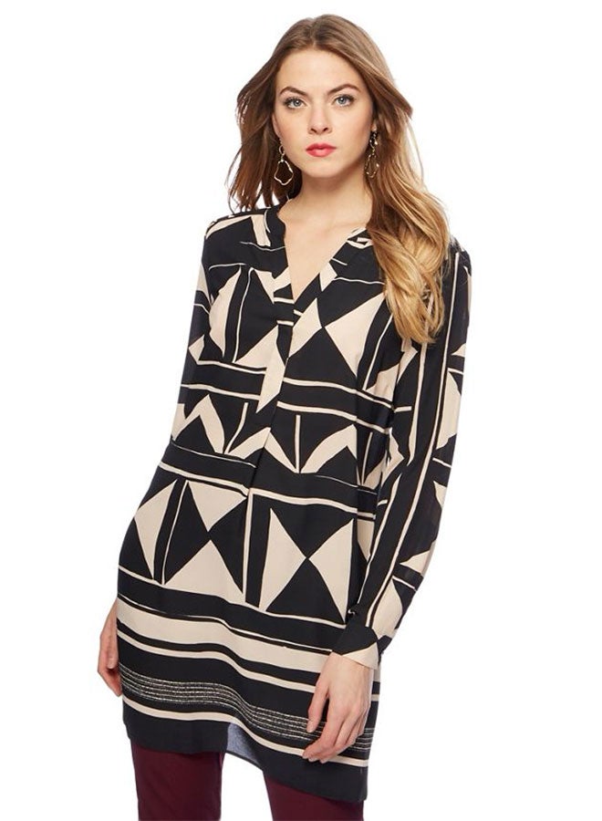 DEBENHAMS Principles by Ben de Lisi Printed Longline Shirt Black | Best ...