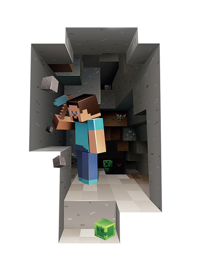 HOMEYAN 3D Minecraft Steve Mining PVC Wall Sticker Grey/Blue ...