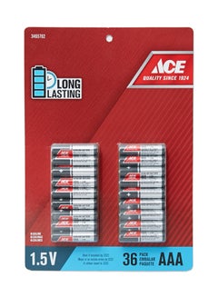 ACE 36-Piece AAA Alkaline Battery Set Silver/Black KSA | Riyadh, Jeddah
