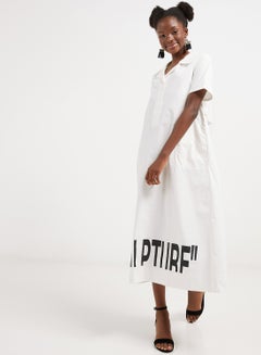 ANOTAH Collared Neck Midi Dress White UAE | Dubai, Abu Dhabi