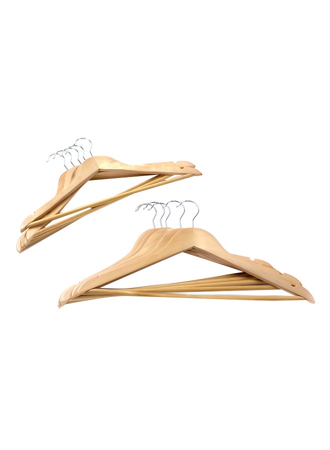 Generic 10-Piece Curved Shape Hanger With Notch And Round Bar Set Beige ...