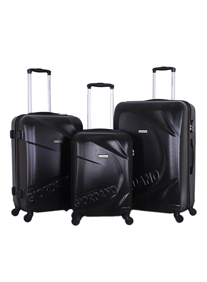 GIORDANO Hardside 3 Piece Luggage Trolley Set Black | Best Price KSA ...