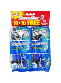 Supermax 20-Piece Triple Blades Disposable Razors Blue/Black UAE ...