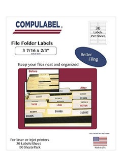 Compulabel 100-Piece File Folder Label Sheets White UAE | Dubai, Abu Dhabi