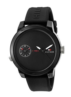 TOMMY HILFIGER Men's Denim Round Shape Silicone Strap Analog Wrist ...
