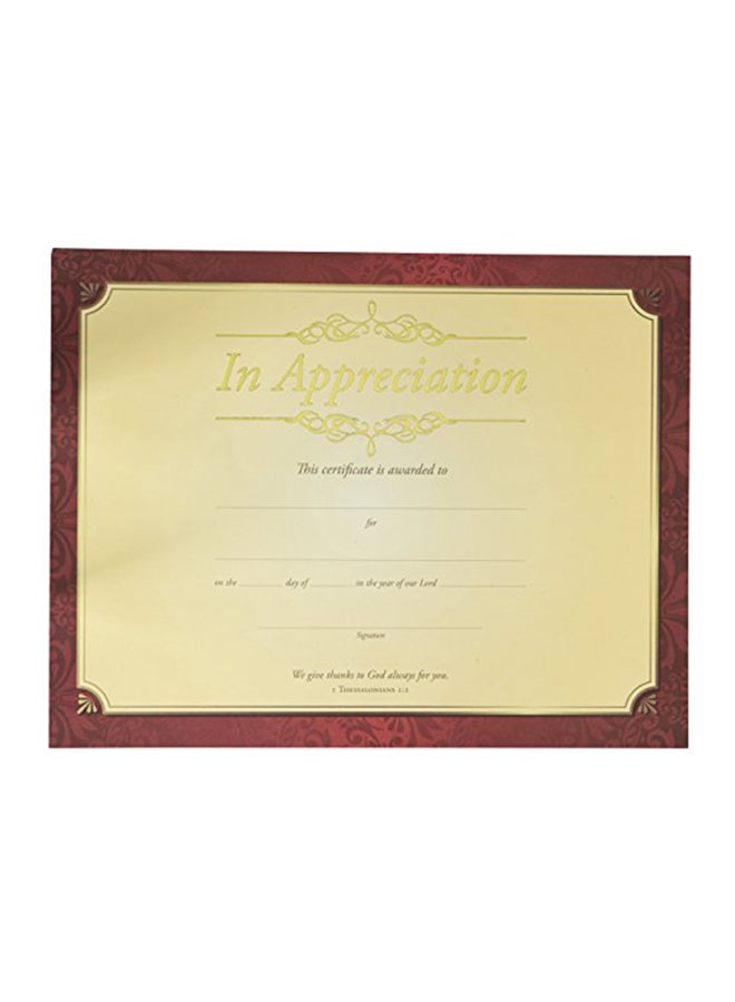 Warner Press Certificate - Appreciation - In Apprecication - Gold Foil ...