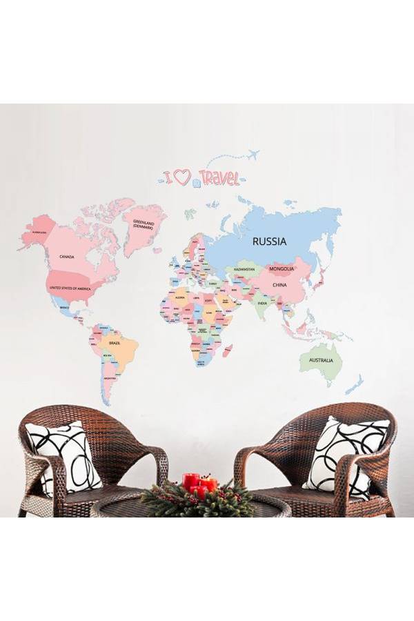 Generic Wall Sticker Large Colorful World Map Sticker Educational Kids ...