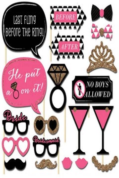 WakaParty 20-Piece Real Glitter Bachelorette Party Photo Booth Props ...