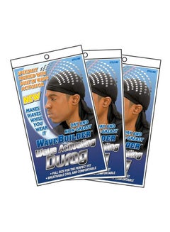 Wavebuilder 3-Piece Premium Hair Wave Activating Durag Set Black KSA | Riyadh, Jeddah