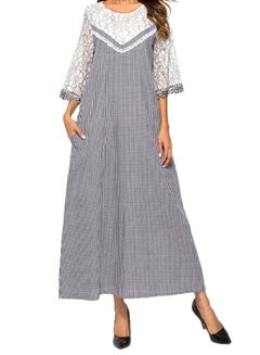 Jhichic Check Lace Maxi Dress Grey/White UAE | Dubai, Abu Dhabi