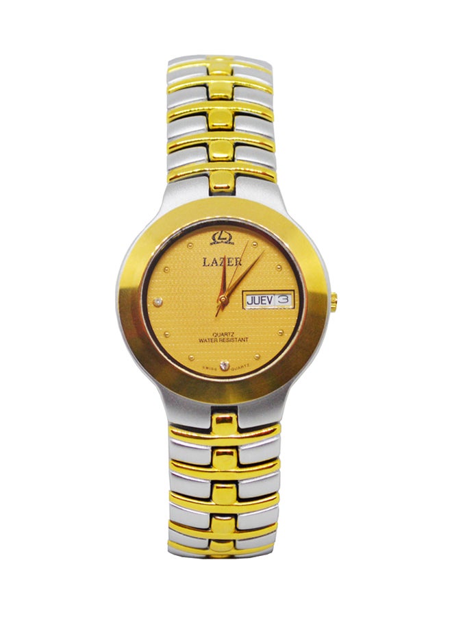 LAZER 22K Gold Plated Analog Watch - 33 mm - Gold/Silver | Best Price ...