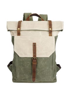 Four Am Retro Roll-Top Canvas Rucksack Cream/Olive UAE | Dubai, Abu Dhabi