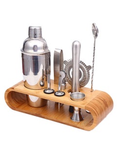 Generic 9-Piece Bartender Cocktail Shaker Set With Stand Silver/Brown ...
