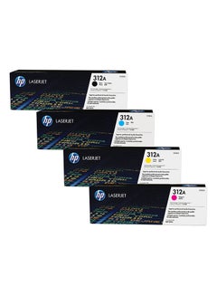 HP 4-Piece 312A Toner Cartridge For LaserJet Printer 312A Black/Cyan ...