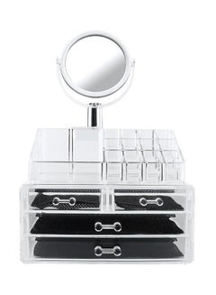 Foolzy 4 Drawers Cosmetic Jewellery Organizer Box With Removable Mirror ...