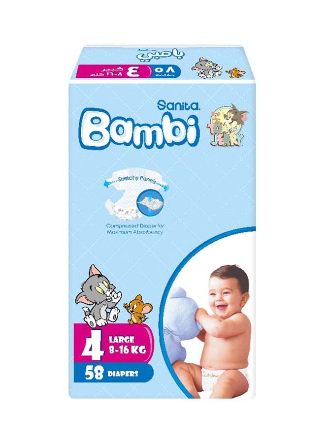 Sanita Bambi Honeycomb Embossing Baby Diapers, Size 4, Large, 8 - 16 Kg ...