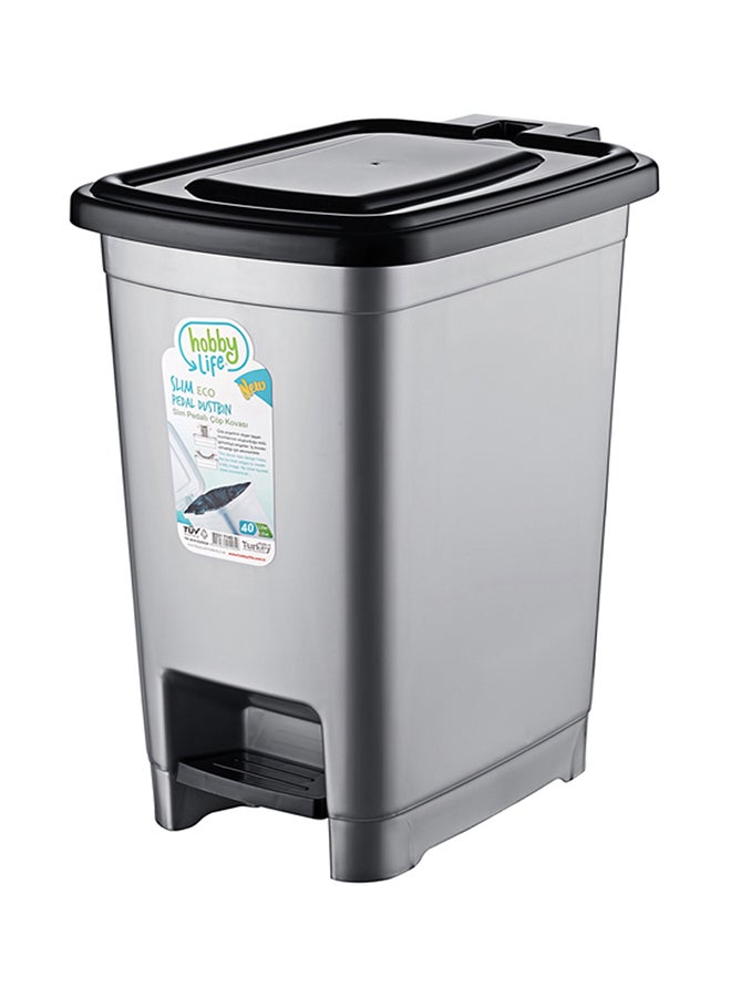 Hobby Life Plastic Slim Pedal Dustbin Metallic Grey 40Liters | Best ...