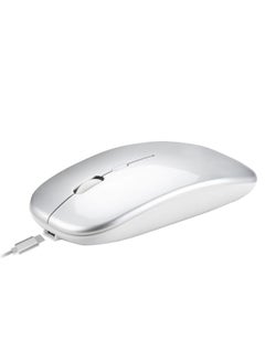 HXSJ Ergonomic Rechargeable Dual Mode Wireless Mouse Silver/White UAE ...