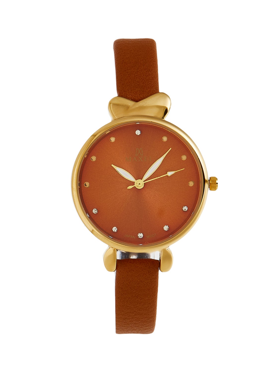 Maxel women Leather Strap Analog Wrist Watch MX023D - 40 mm - Brown ...