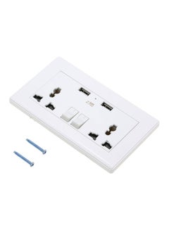 Generic Dual USB Plug Wall Socket White 14.6x8.6x2.6centimeter | Yellow ...