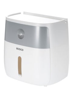 ecoco Wall-Mounted Bathroom Tissue Box With Drawer White/Grey 20.5 × 13 ...