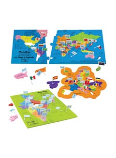 Imagimake 3-Piece India And World Map With Capitals And Countries Flags ...
