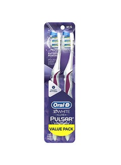Oral B Pack Of 2 3d White Advanced Vivid Soft Toothbrush White/Maroon ...