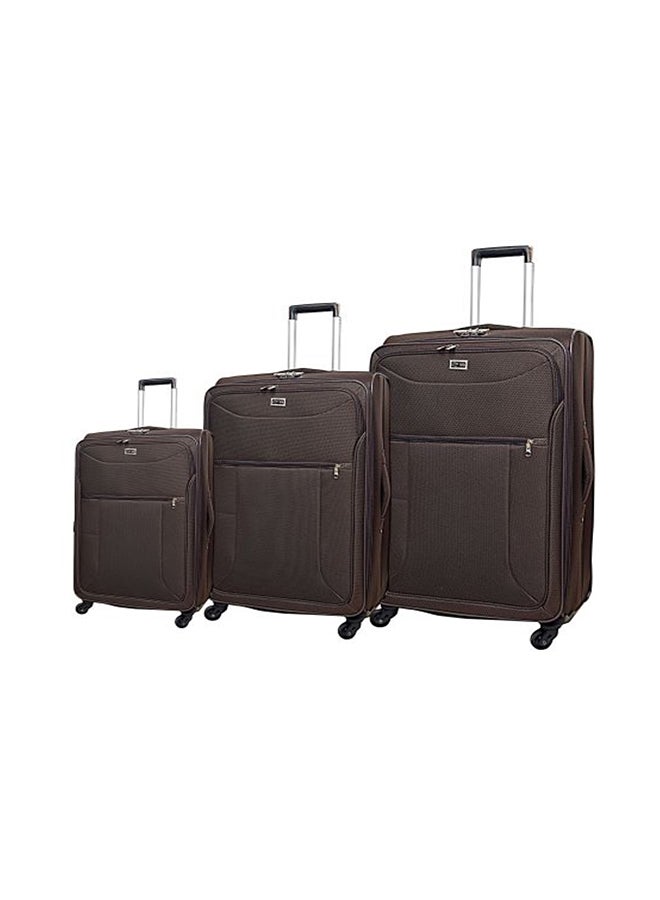 NEW TRAVEL Softside 3 Piece Luggage Trolley Set Dark Brown | Best Price ...