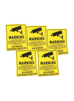 Generic Pack Of 5 Waterproof CCTV Camera Warning Sticker Yellow/Black ...