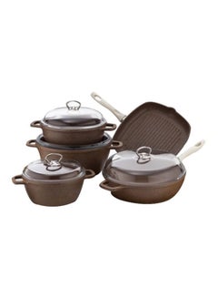 FALEZ 9-Piece Cookware Set Brown/Clear UAE | Dubai, Abu Dhabi