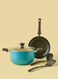 Noon East 5-Piece Non-Stick Aluminium Cookware Set Dark Teal KSA ...