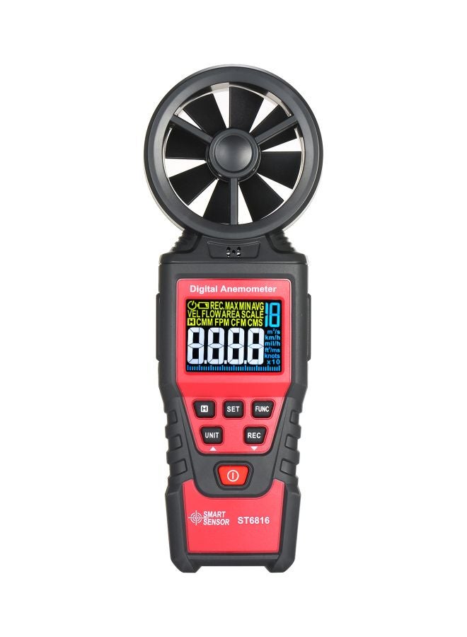SMART SENSOR Digital Anemometer Wind Speed Measurer Red/Black 19.7x6 ...