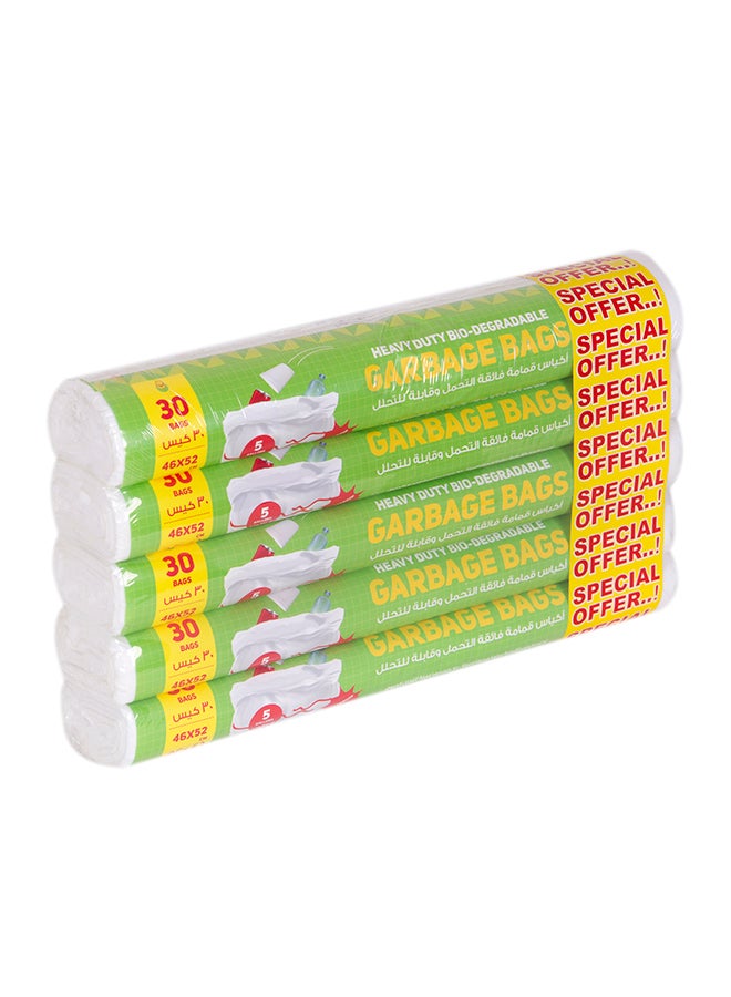 Generic 30-Piece Heavy Duty Bio Degradable Garbage Bags Pack Of 5 White ...