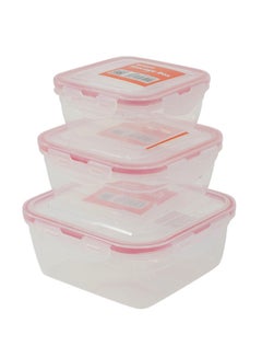 LAWAZIM 3-Piece Plastic Airtight Container Storage Box Set Red/Clear ...
