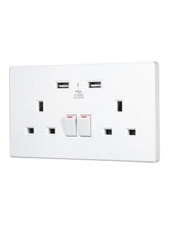 Generic USB Port Wall Switched Outlet With Dual Plug Socket White 146 x ...